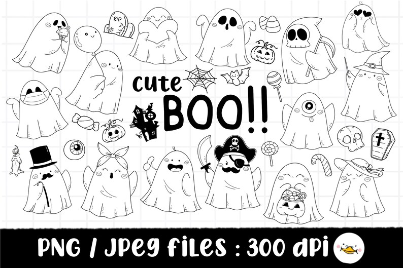 Cute BOO Clipart, Cute Halloween Clipart, Ghost Clipart, Pumpkin PNG ...