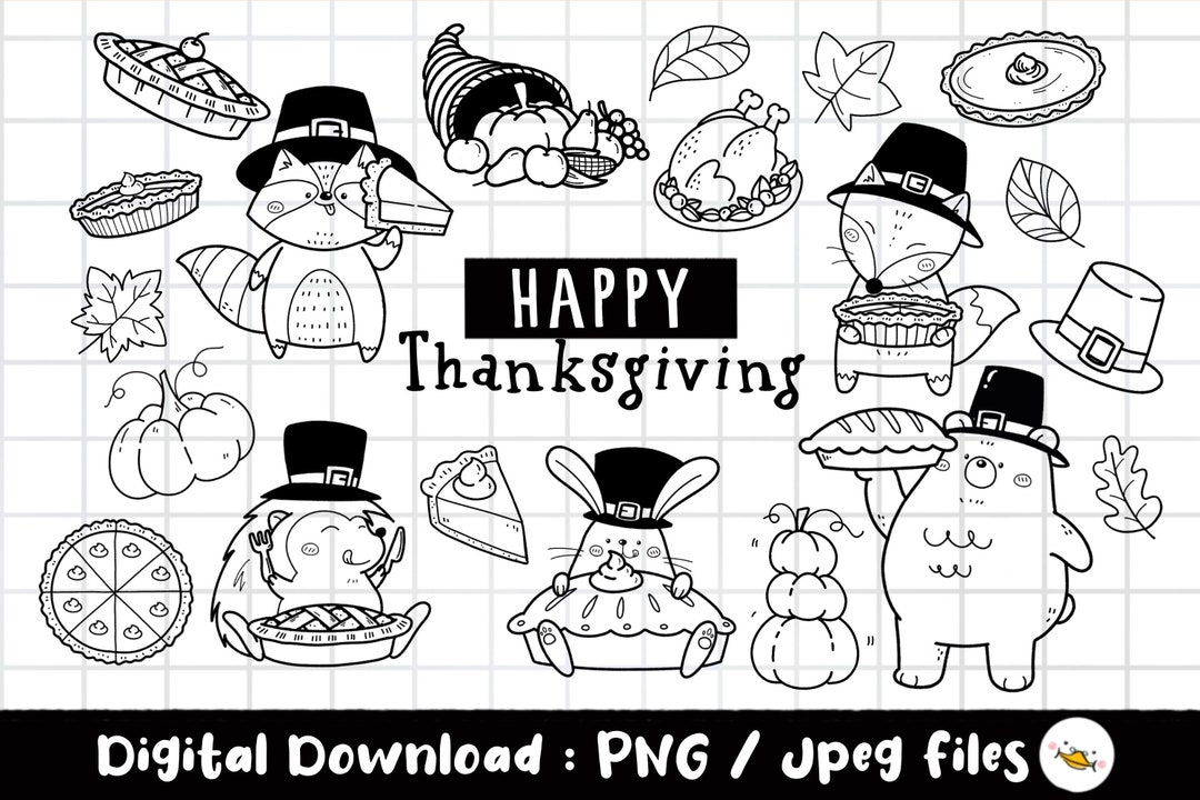 Thanksgiving Clipart, Woodland Animal Autumn Clipart, Turkey PNG ...