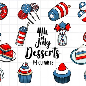 4th of July Dessert Clipart, Funny USA Clipart, Independence Day, 4th ...