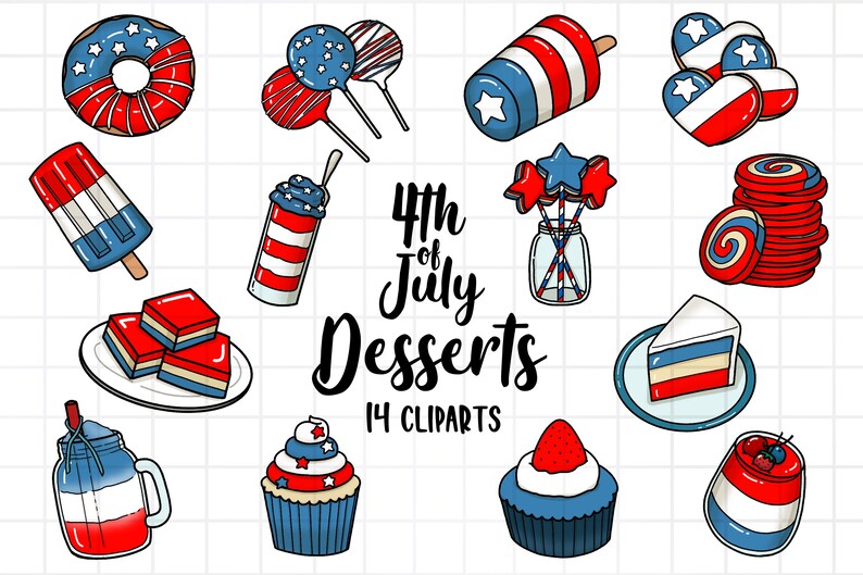 4th of July Dessert Clipart, Funny USA Clipart, Independence Day, 4th ...