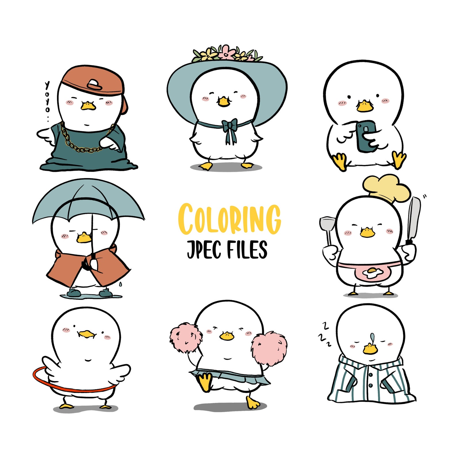 Cute Duck Hand Draw Clipart / Duck Lover/ Lovely Ducky /duckling ...