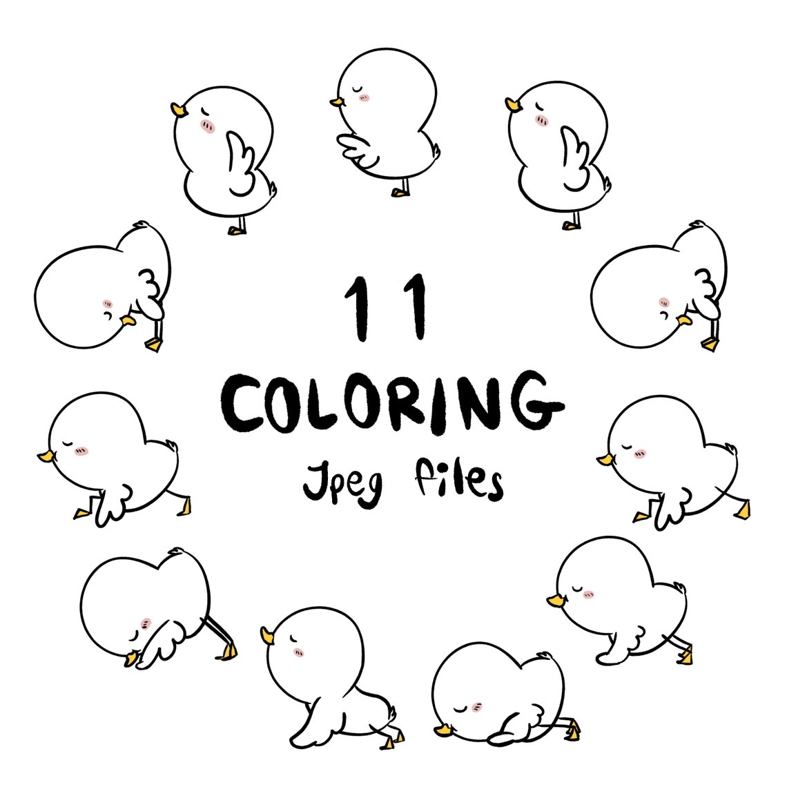 Yoga Duck Hand Draw Clipart / Sun Salutation / Yoga Post/ Cute Duck ...