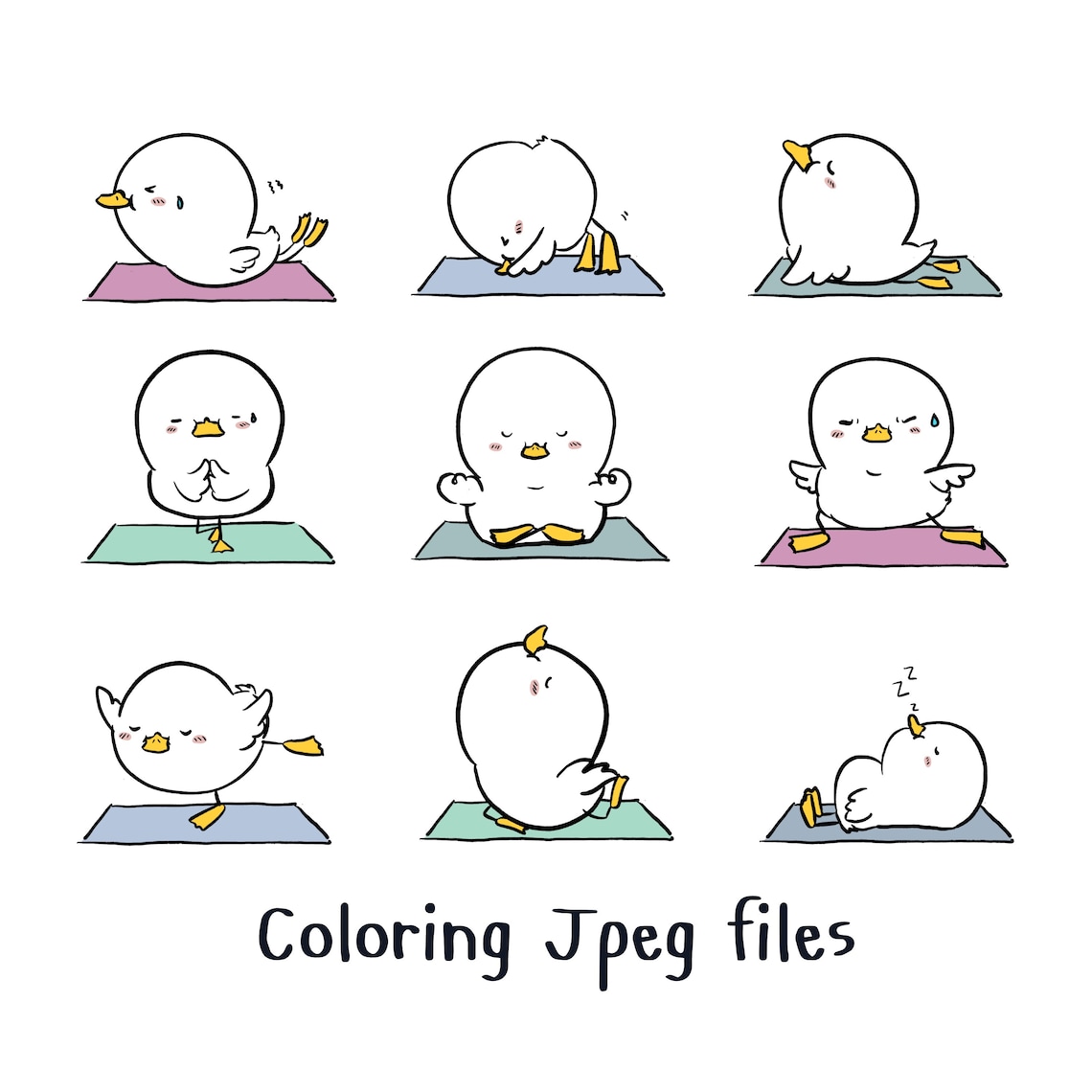 Cute Yoga Duck Hand Draw Clipart / Duck Lover/ Lovely Ducky /duckling ...