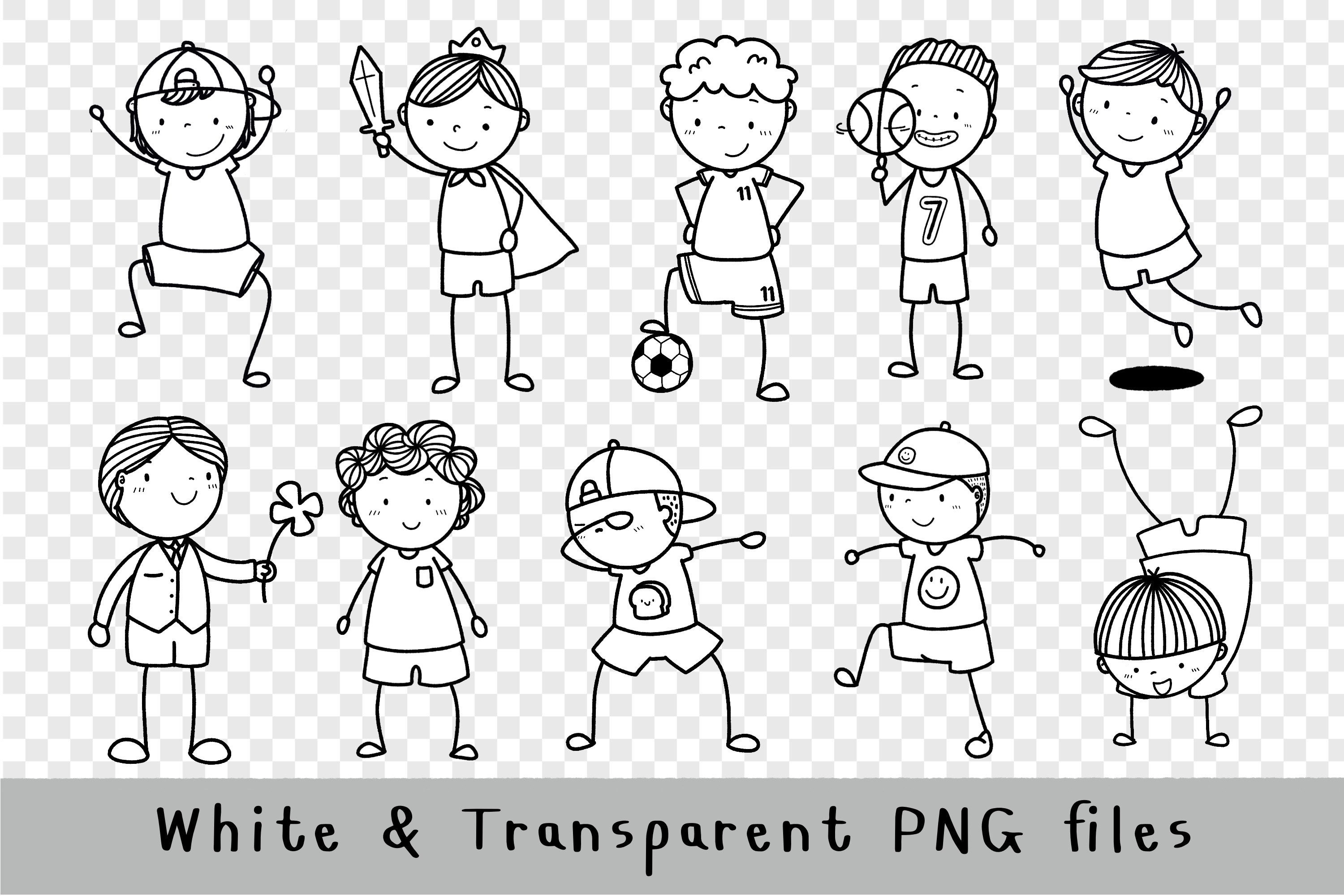 Funny Boy Clipart, Doodle Boy, Cute Boy, Friend Clipart, Outline Doodle ...