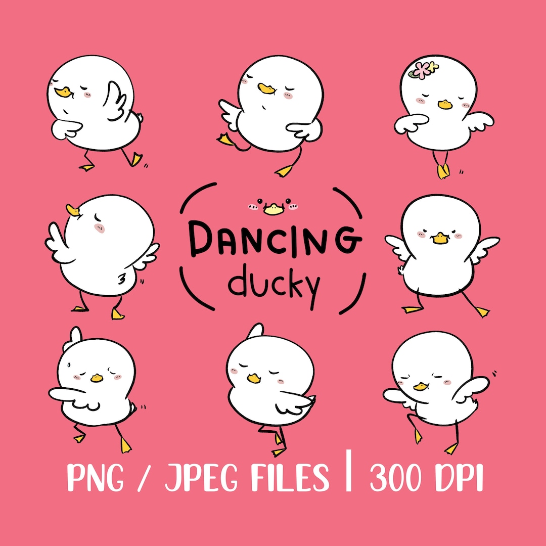 Cute Dancing Duck Hand Draw Clipart / Duck Lover/ Music /dance/funny ...