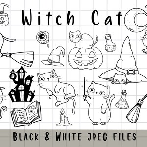 Witch Cat Clipart, Halloween Clipart, Pumpkin Png, Horror Kitty ...