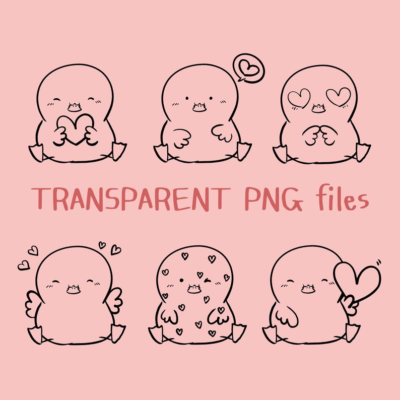 Cute Duck Hand Draw Clipart / Duck Lover/ Lovely Duckling/ Valentine ...