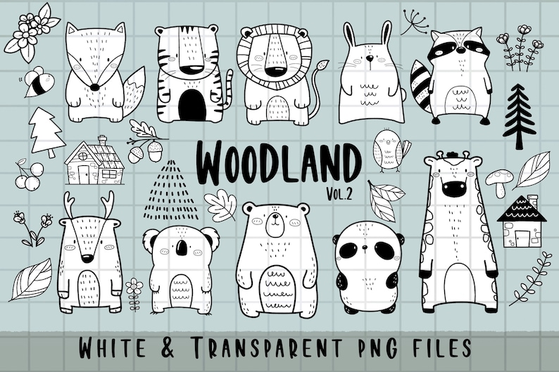 Woodland Animals Clipart Forest Animal Wild Cute Animal - Etsy