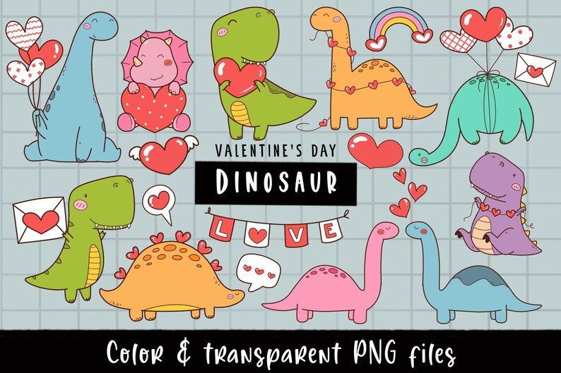 Love Dinosaur Clipart, Valentine's Day Dinosaur, Dinosaur Clipart, Love ...