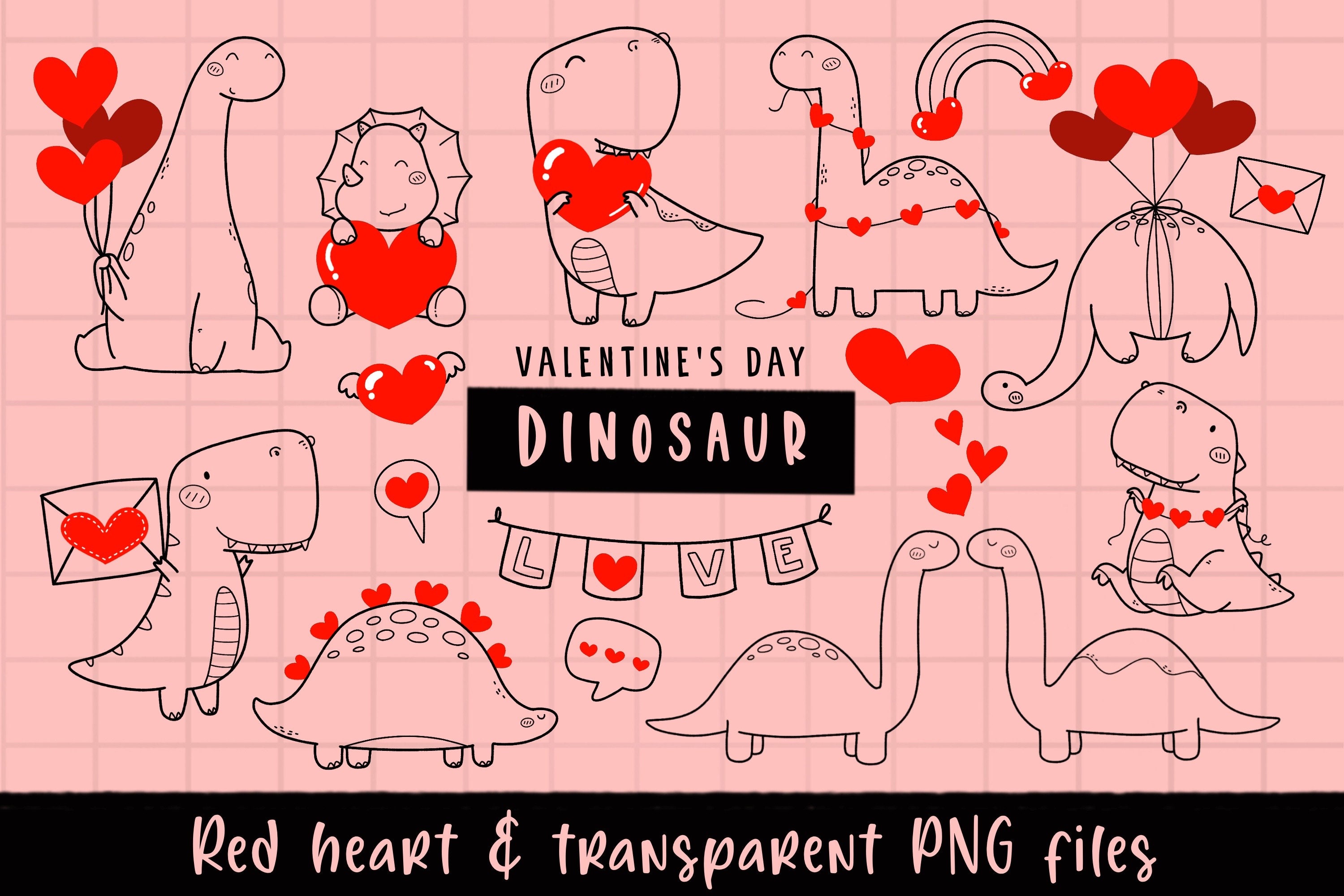Love Dinosaur Clipart, Valentine's Day Dinosaur, Dinosaur Clipart, Love ...