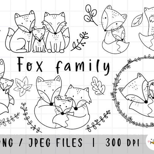 Family of Fox Clipart Cute Fox Dad & Mom Woodland Animal - Etsy Canada