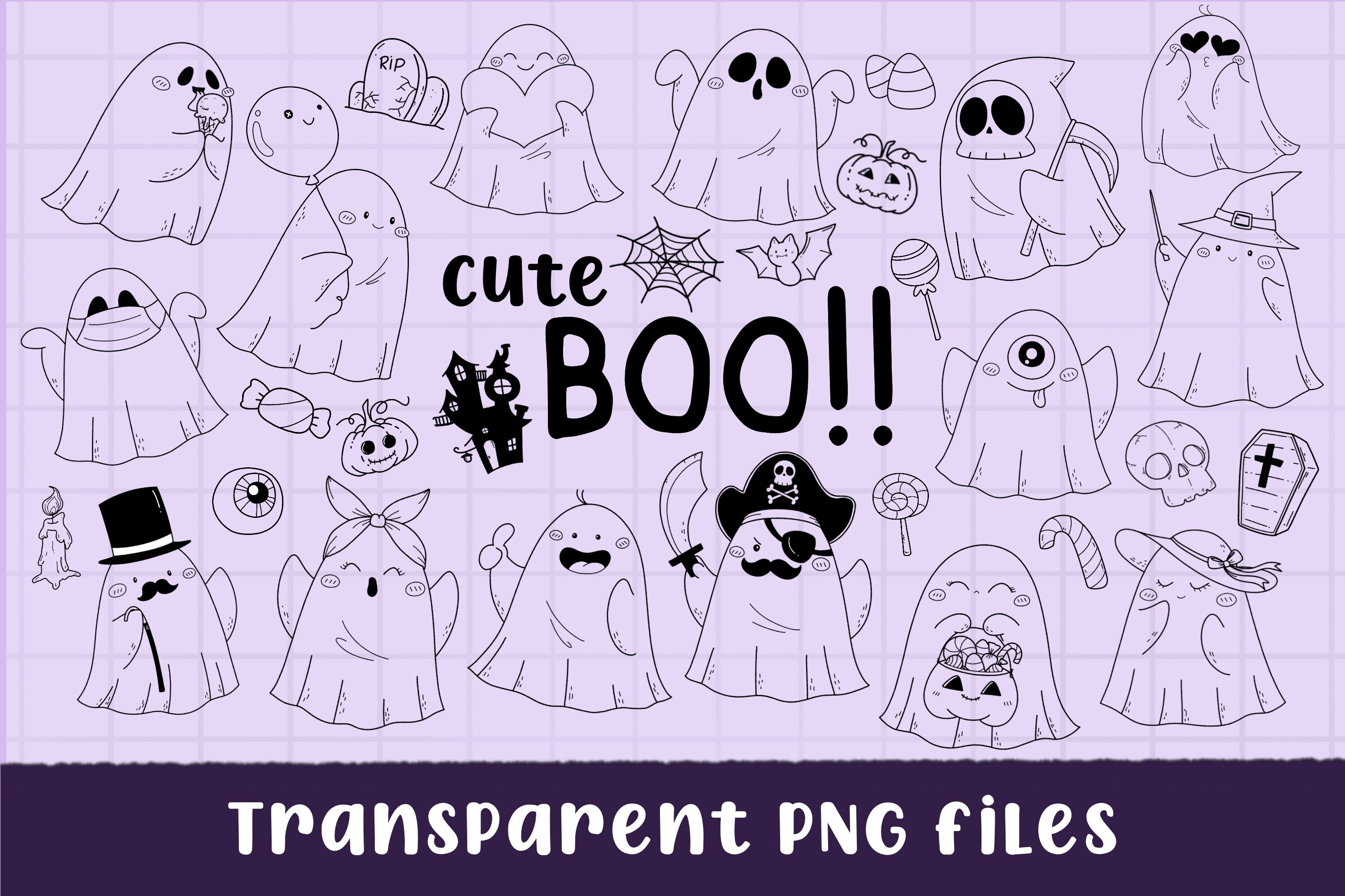Cute BOO Clipart, Cute Halloween Clipart, Ghost Clipart, Pumpkin PNG ...