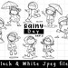 Cute Kids on Rainy Day Clipart, Kid in Raincoat PNG, Doodle Kid ...