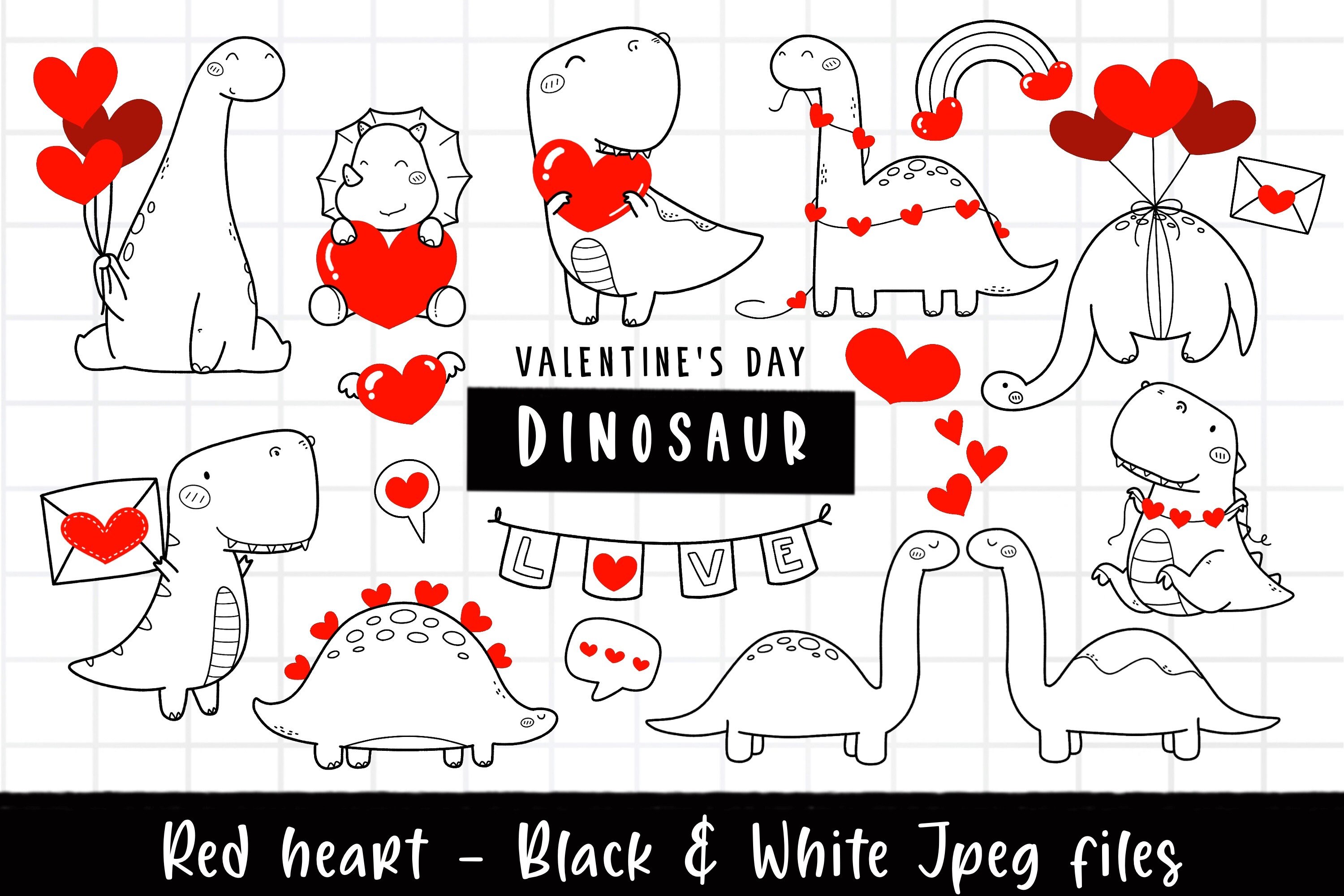 Love Dinosaur Clipart, Valentine's Day Dinosaur, Dinosaur Clipart, Love ...