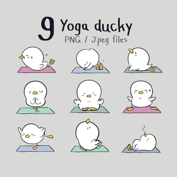 Cute Yoga Duck Hand Draw Clipart / Duck Lover/ Lovely Ducky | Etsy