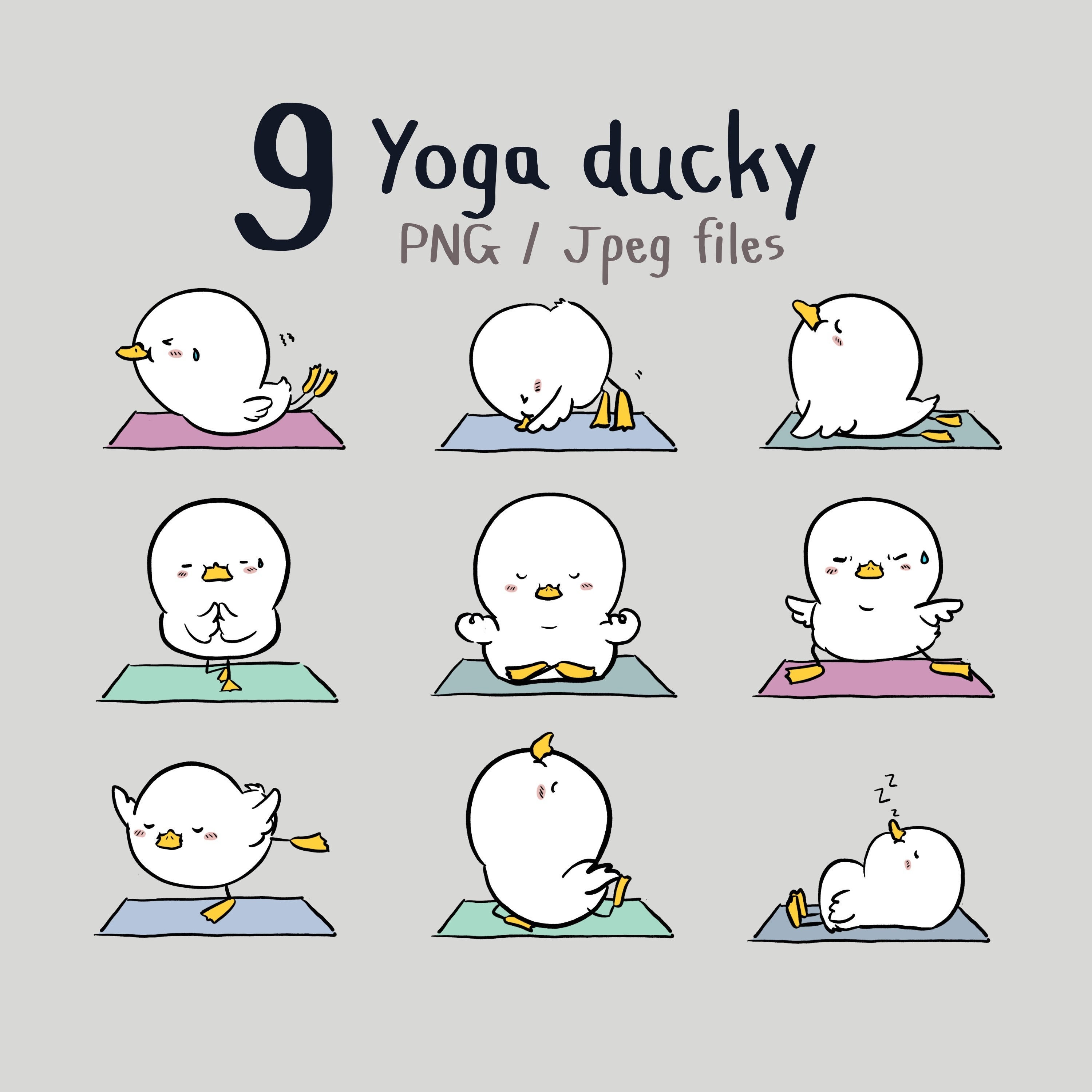 Cute Yoga Duck Hand Draw Clipart / Duck Lover/ Lovely Ducky /duckling ...