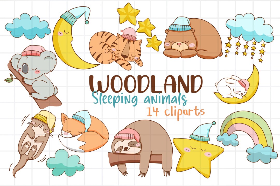 Woodland Sleeping Animals Clipart, Sweet Dreams Clipart ,sweet Dreams ...