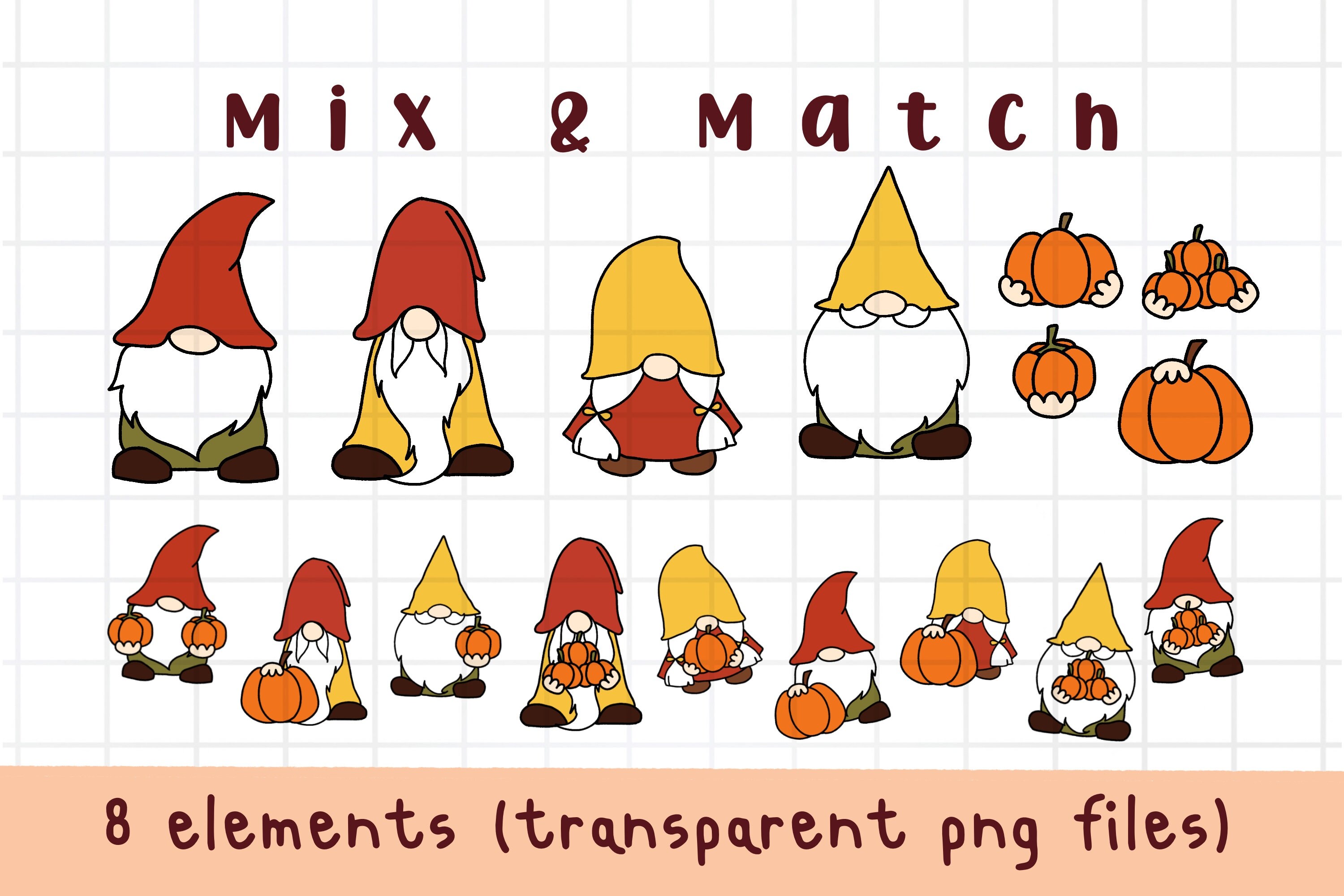 Gnome & Pumpkin Clipart, , Autumn Gnome, Cute Fall Gnome Clipart ...