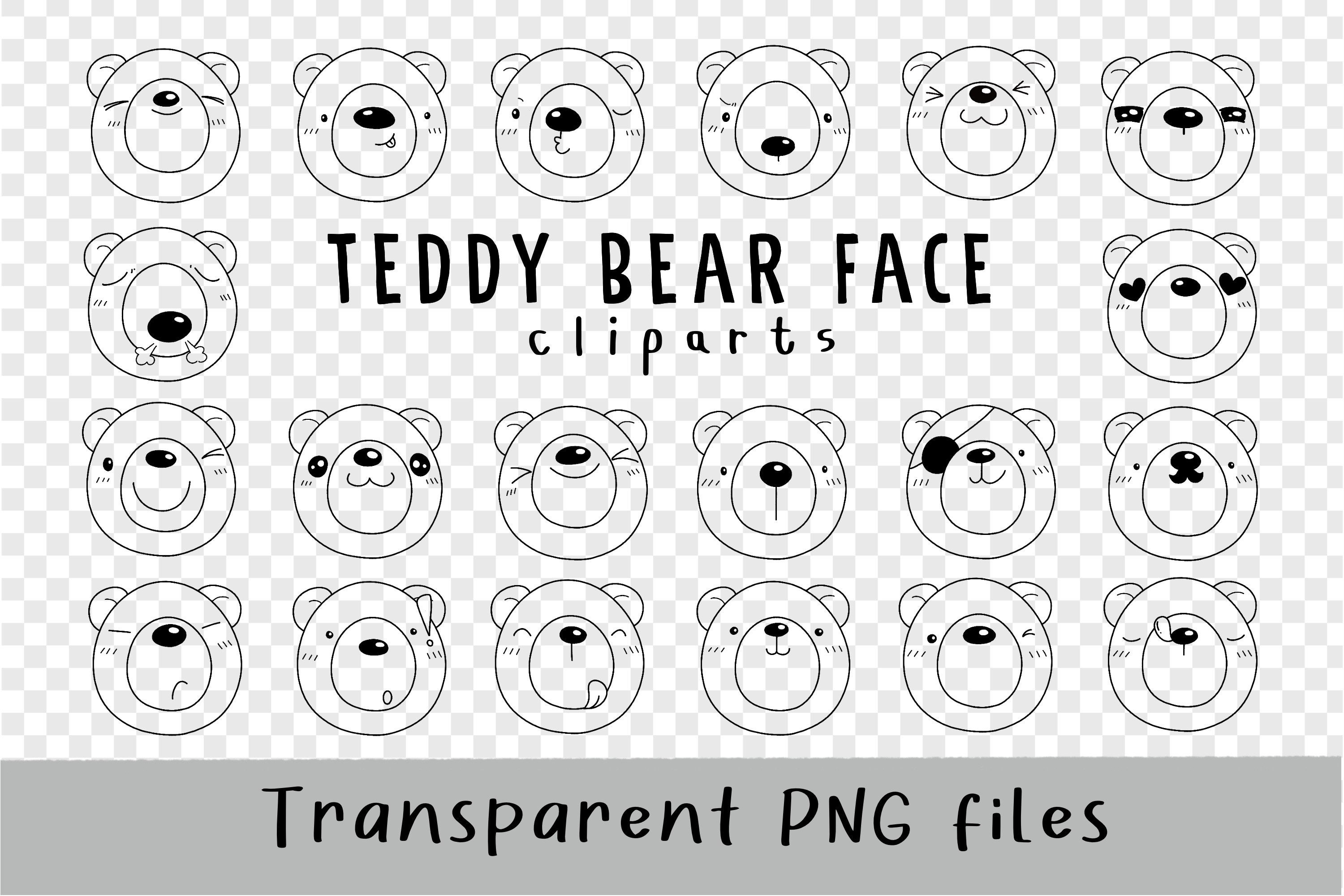 Teddy Bear Face Clipart, Bear Face Emoji, Bear Emotion, Smile Bear ...