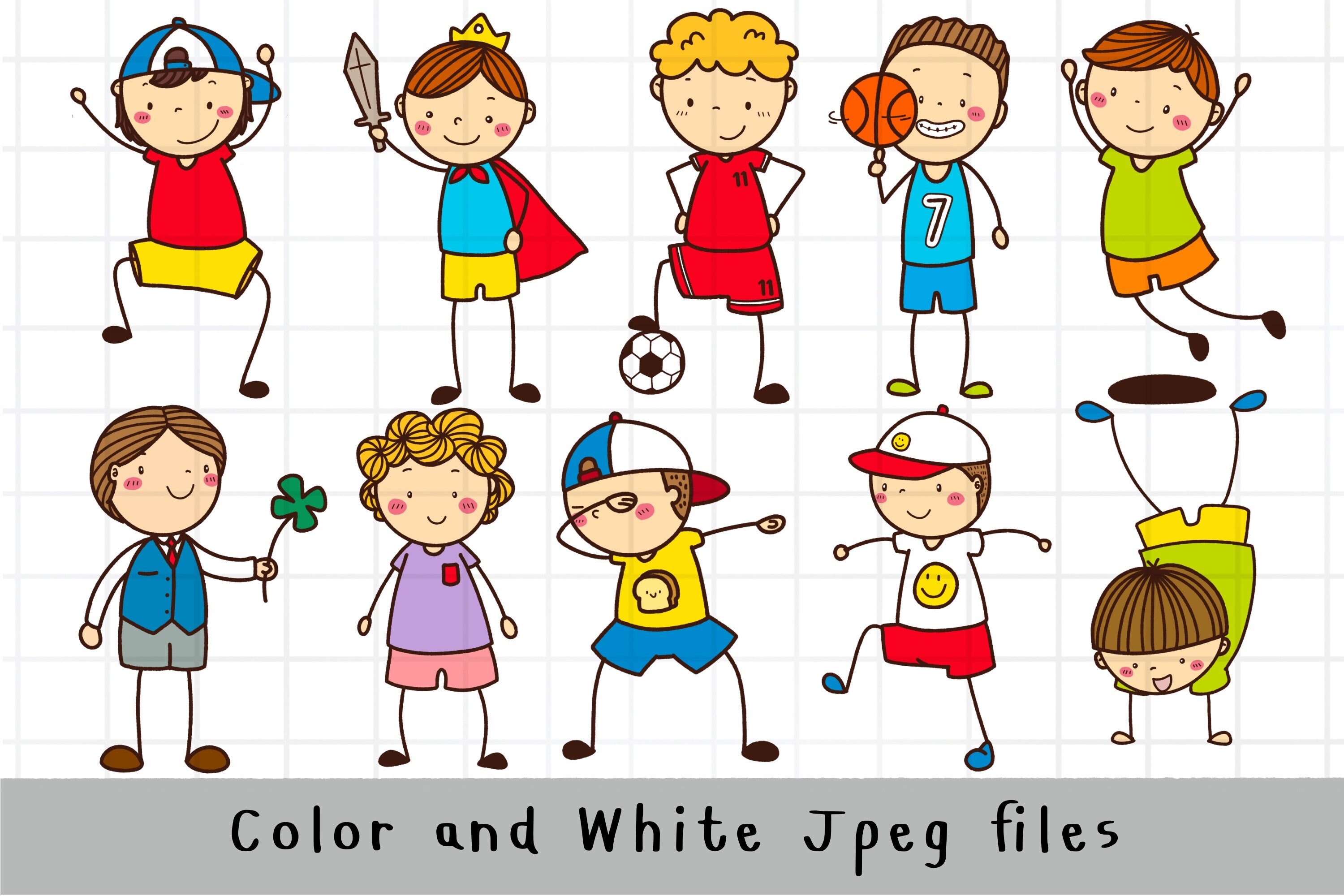 Funny Boy Clipart, Doodle Boy, Cute Boy, Friend Clipart, Outline Doodle ...