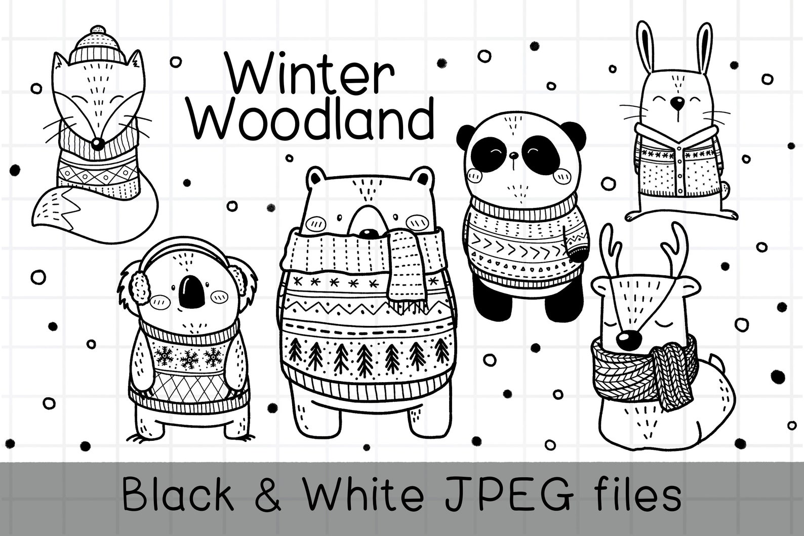 Winter Woodland Animals Clipart Animal in Sweater PNG Winter - Etsy