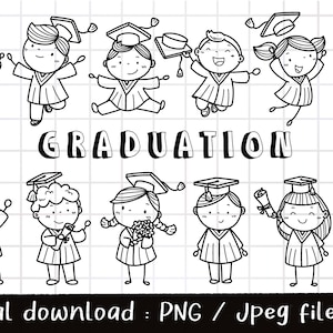 Graduation Doodle Boy and Girl Clipart, Stick Figure Clipart,friend ...