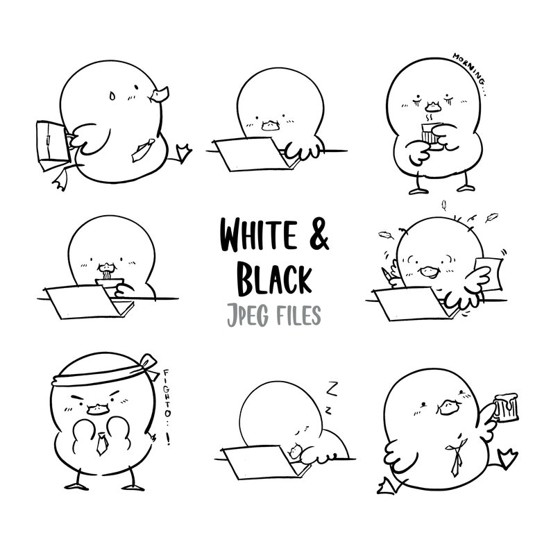 Cute Officer Duck Hand Draw Clipart / Duckling / Working Life Cycle ...