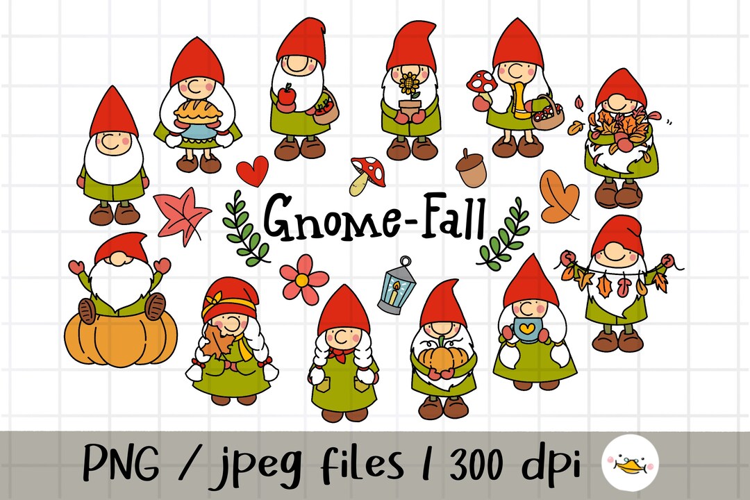 Forest Gnomes Clipart, Gnome Clipart, Gnome Fall PNG, Autumn PNG ...
