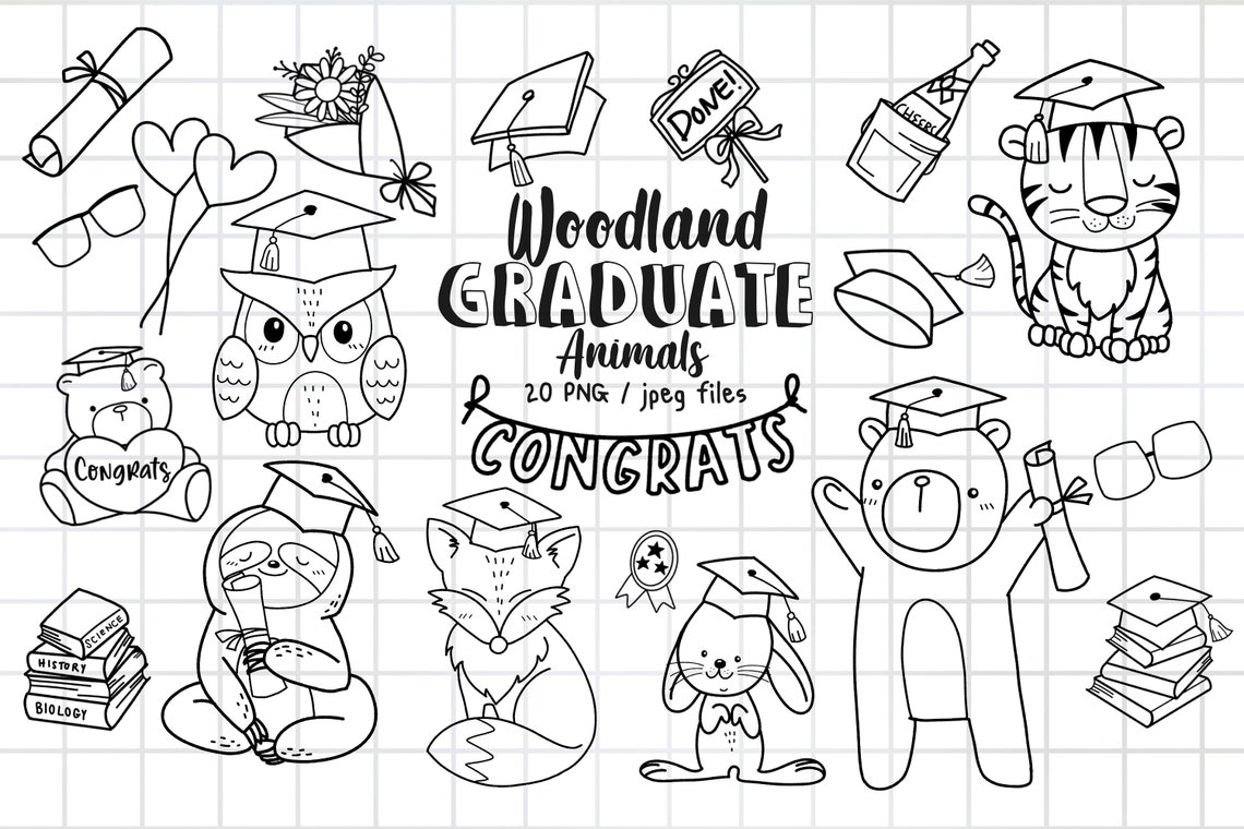 Woodland Graduate Animal Clipart, Graduation Clipart ,congratulaions ...