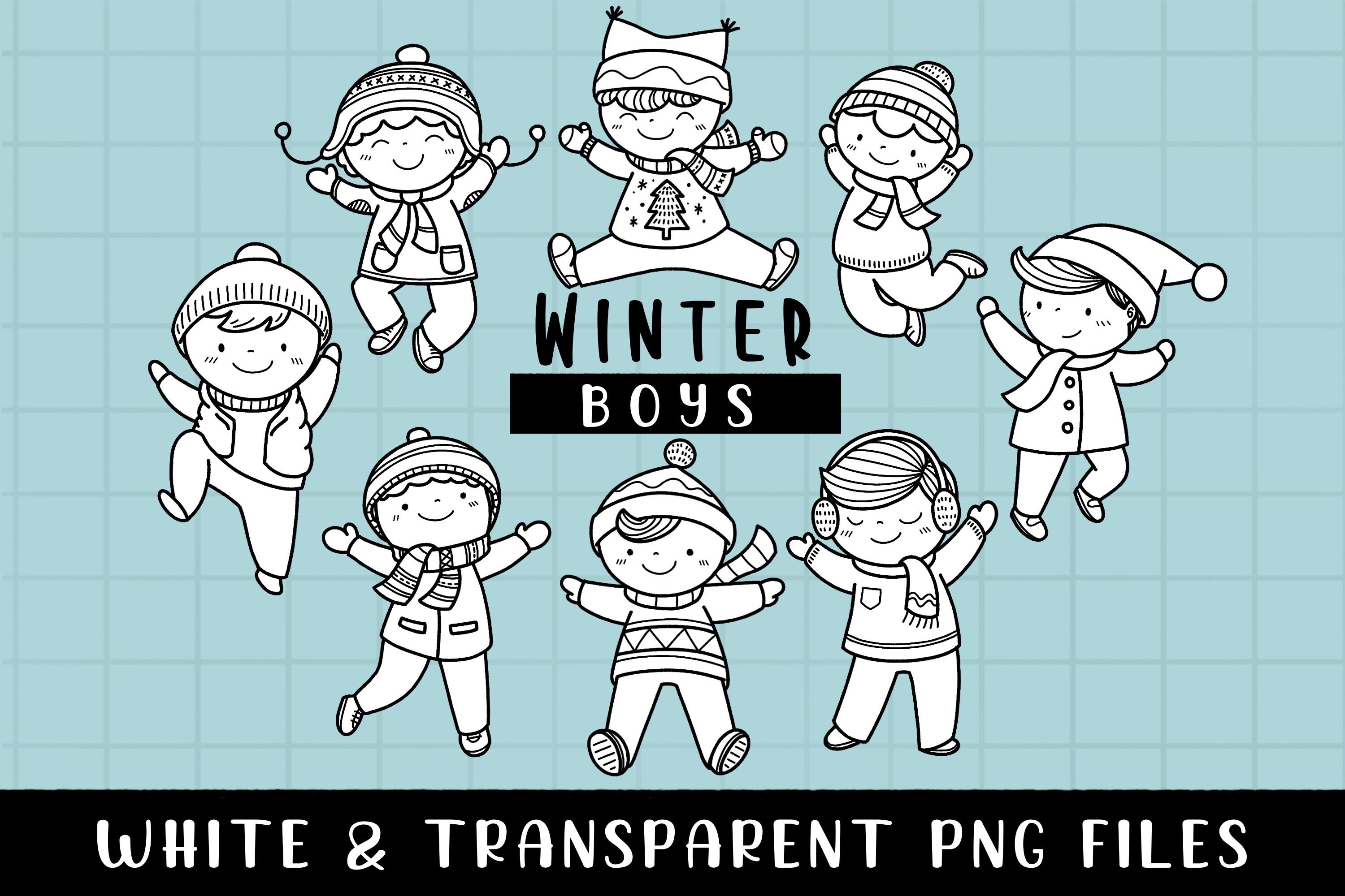 Winter Boys Clipart, Boys in Sweater PNG, Doodle Boys, Winter is Coming ...