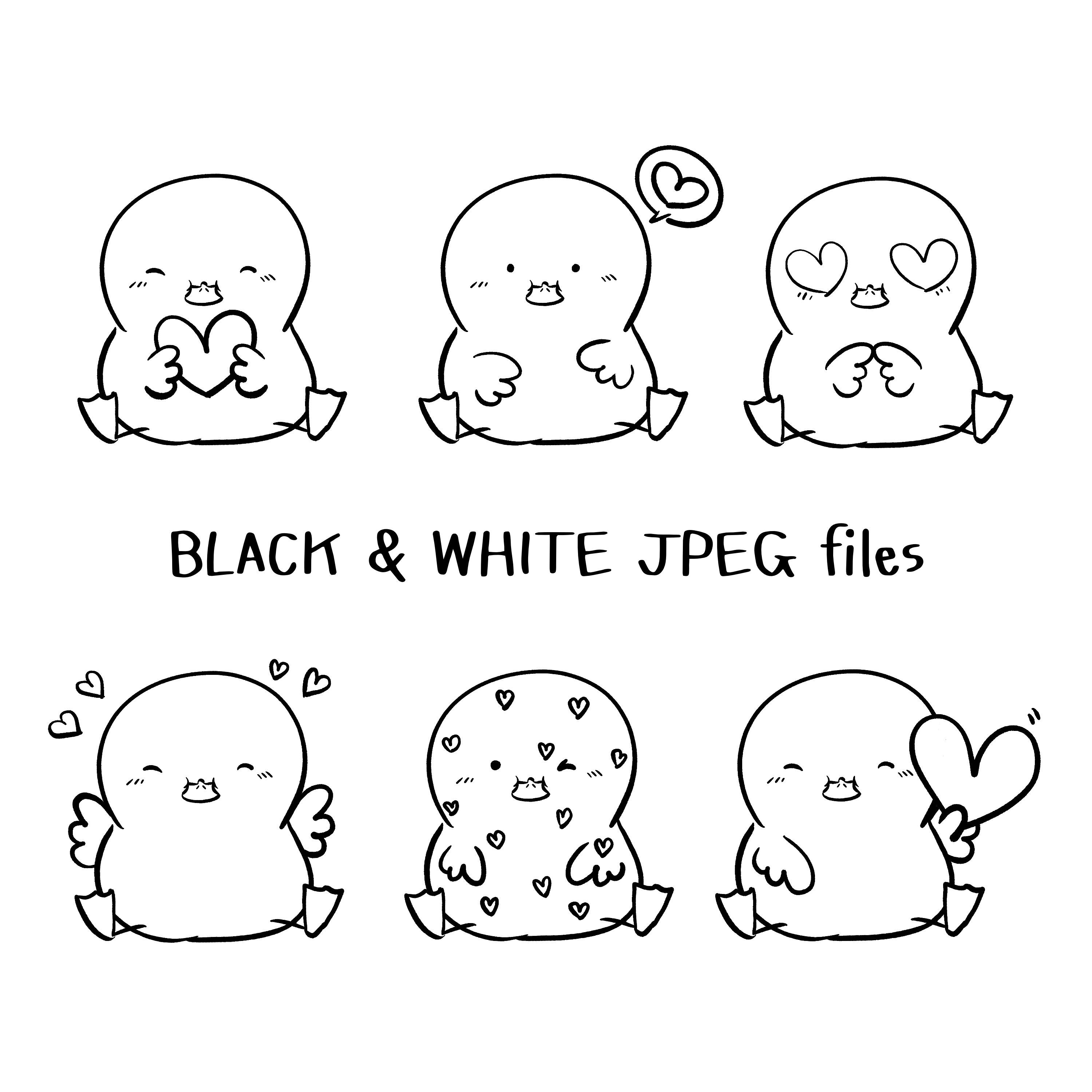 Cute Duck Hand Draw Clipart / Duck Lover/ Lovely Duckling/ Valentine ...