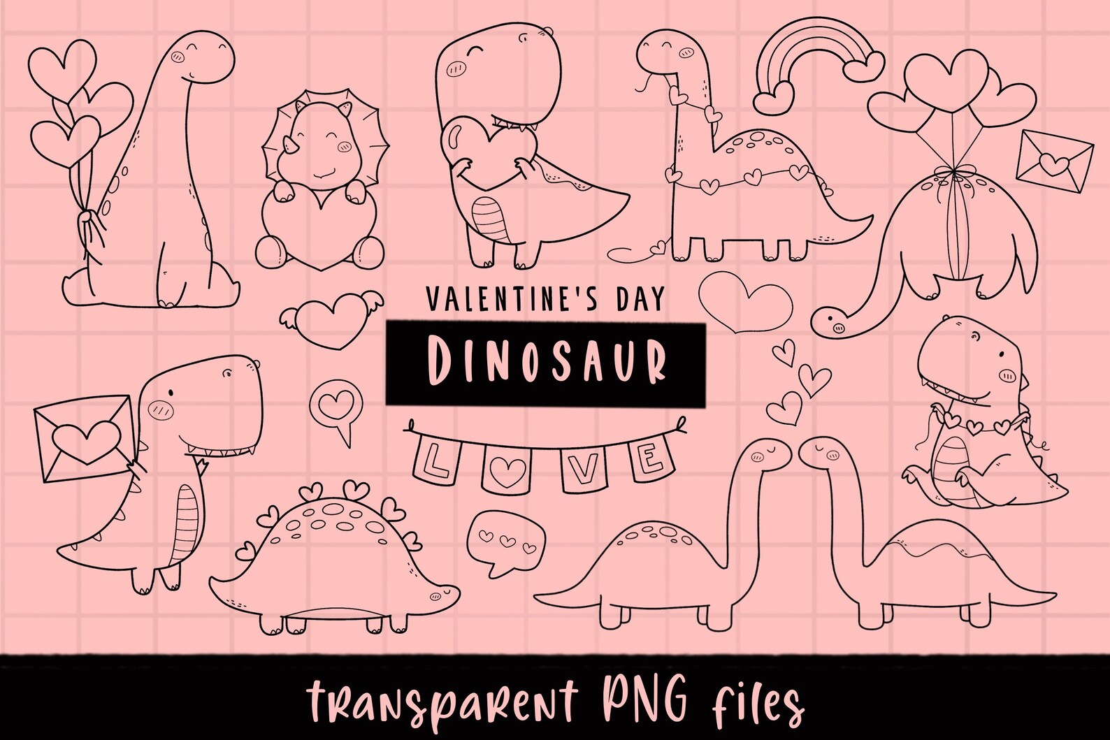 Love Dinosaur Clipart, Valentine's Day Dinosaur, Dinosaur Clipart, Love ...
