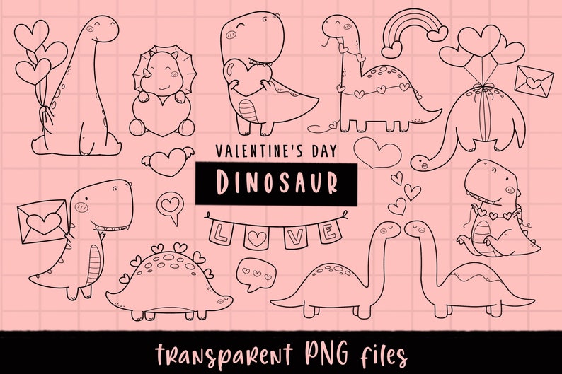 Love Dinosaur Clipart, Valentine's Day Dinosaur, Dinosaur Clipart, Love ...