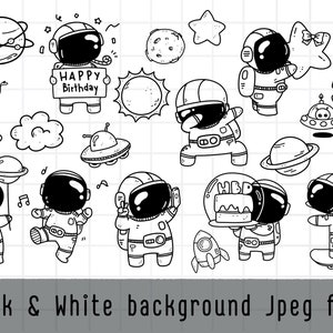 Astronaut Birthday Clipart, Outer Space Clipart, Planet, UFO, Spaceship ...