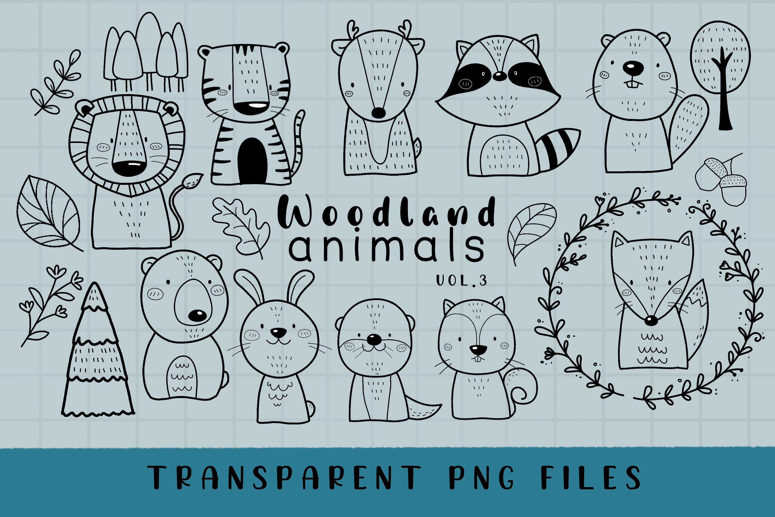 Woodland Animals Clipart Forest Animal Wild Cute Animal - Etsy
