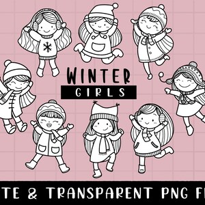 Winter Girls Clipart, Girls in Sweater PNG, Doodle Girls, Winter is ...