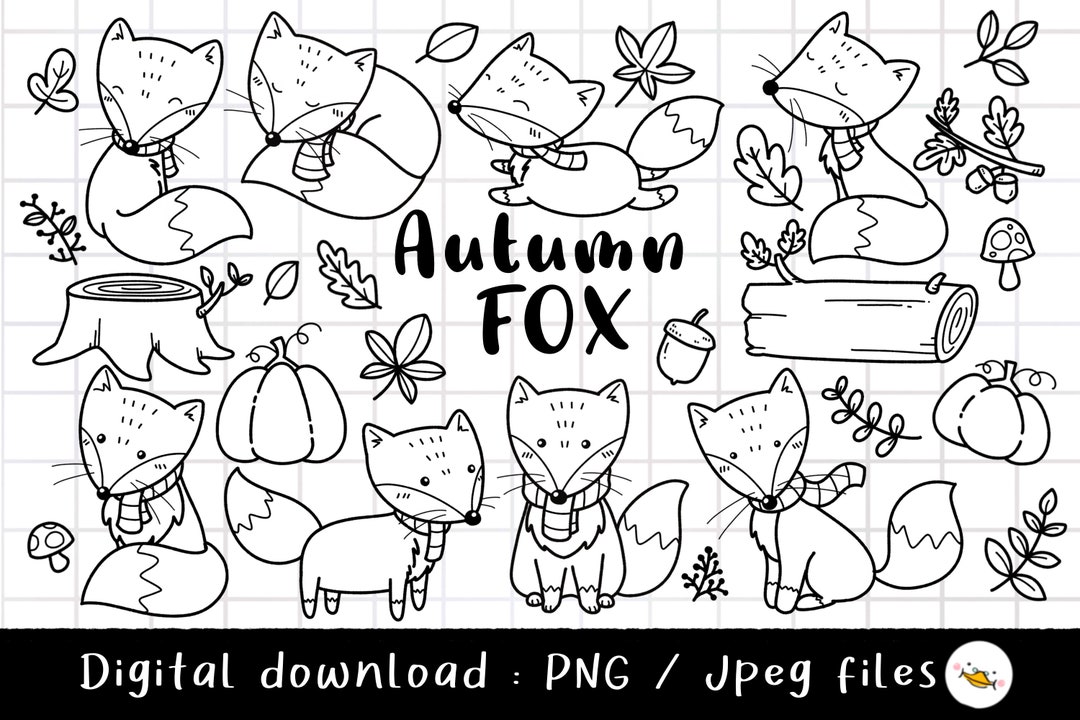 Autumn Fox Clipart, Fall Woodland Animals PNG, Autumn PNG, Pumpkin PNG ...