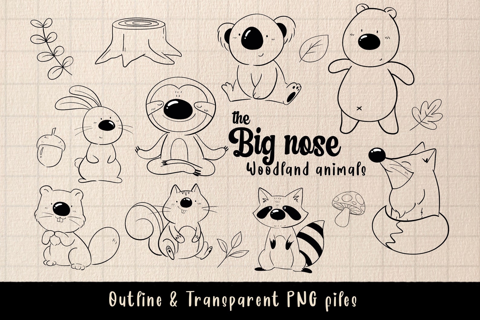 Woodland Animals With Big Nose Clipart, Funny Animal, Wild Cute Animal ...