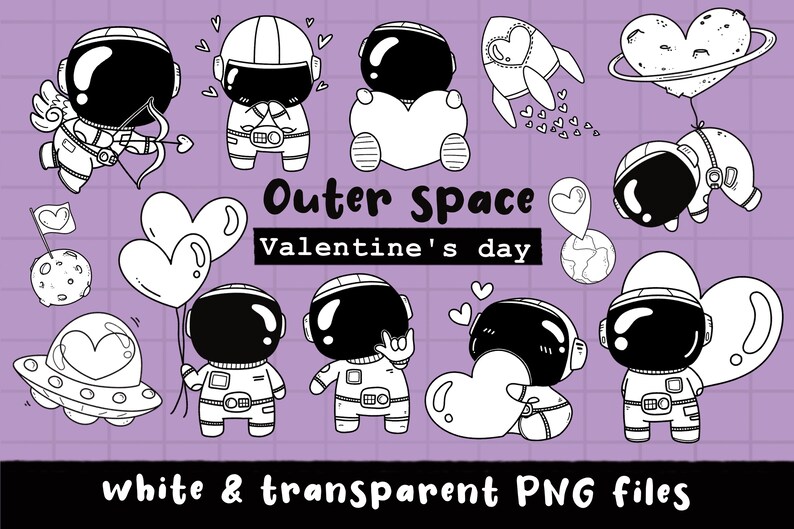 Valentine Outer Space Clipart, Valentine Astronaut, Astronaut in Love ...