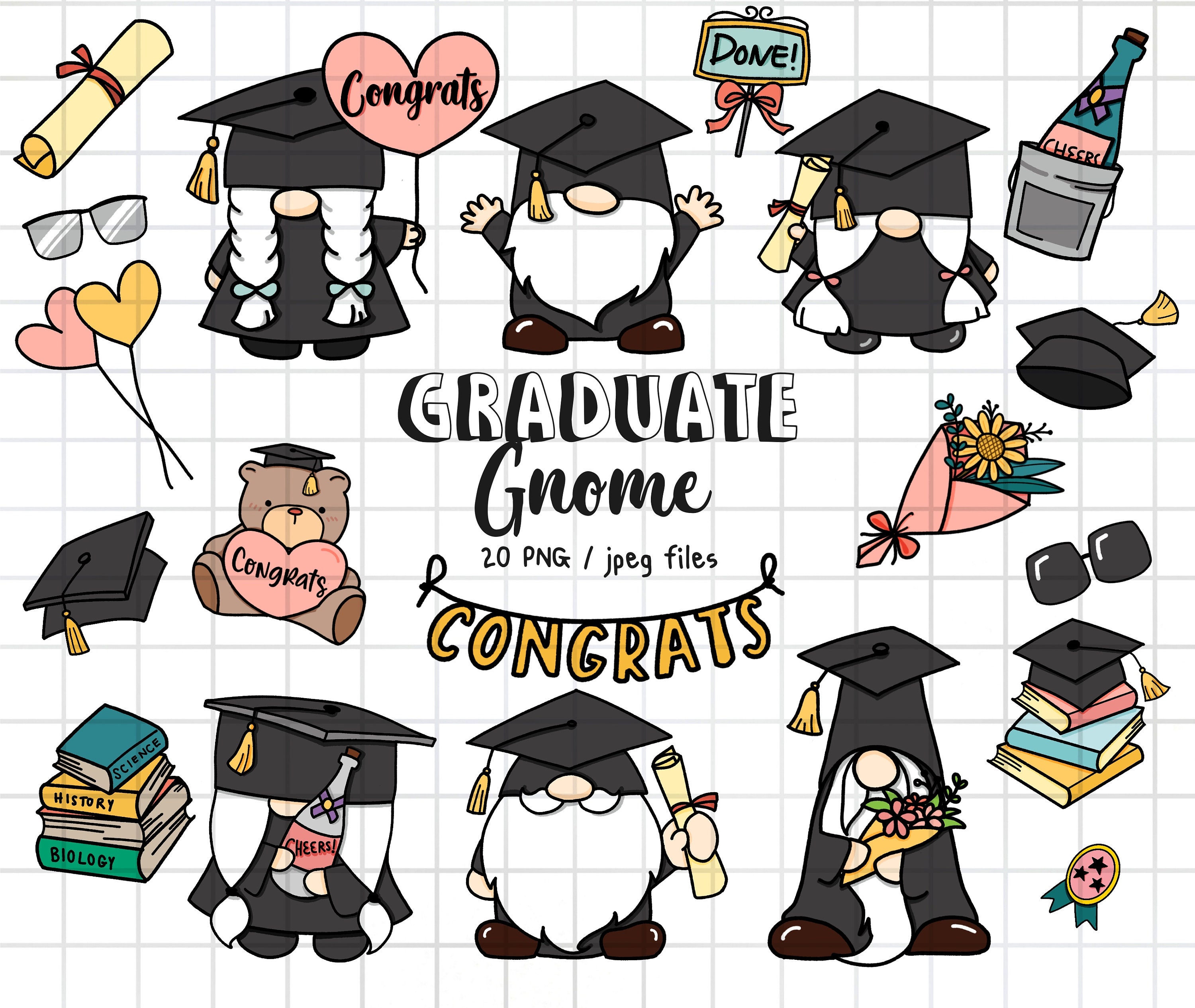 Graduate Gnome Clipart, Graduation Clipart,gnome Clipart ...