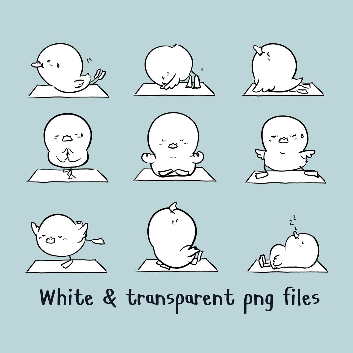 Cute Yoga Duck Hand Draw Clipart / Duck Lover/ Lovely Ducky /duckling ...