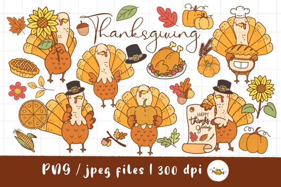 Thanksgiving Clipart Turkey PNG Thanksgiving PNG Autumn | Etsy