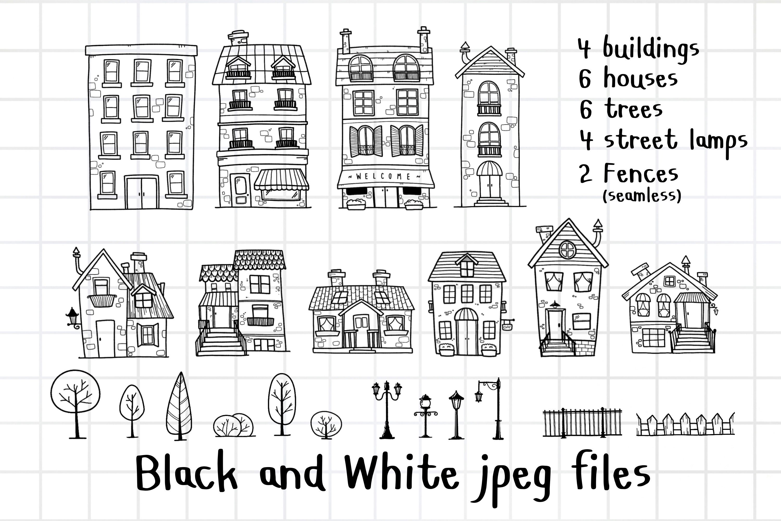 Cute Vintage Doodle House Clipart, Hand Drawn House, Home Sweet Home ...