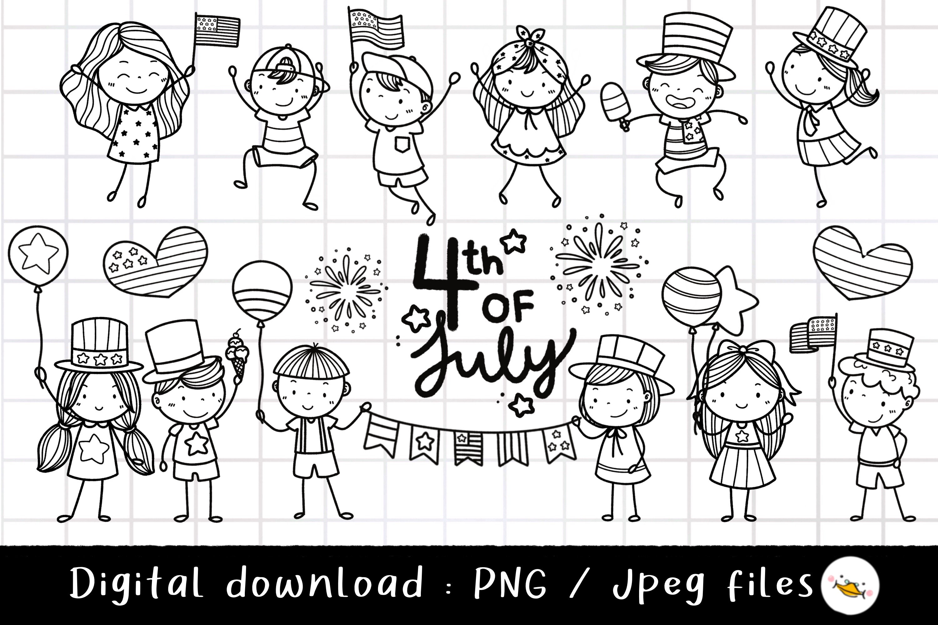 4th of July Kid Clipart, Funny USA Clipart, Independence Day, Fourth of ...
