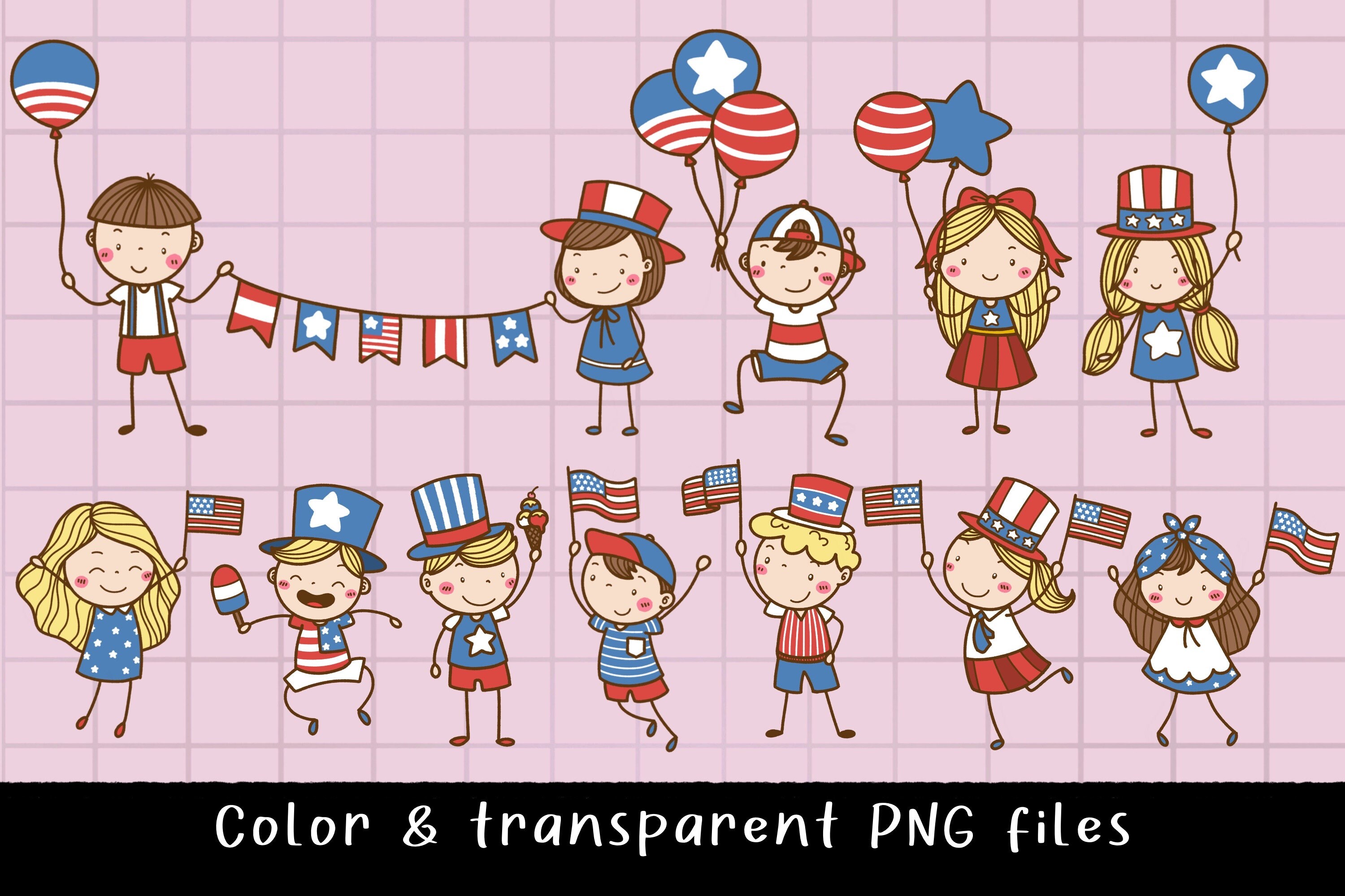 4th of July Kid Clipart, Funny USA Clipart, Independence Day, Fourth of ...