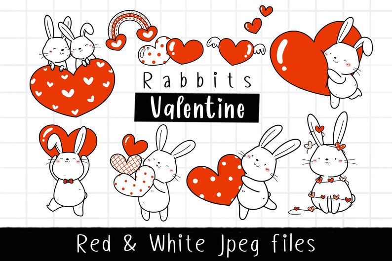 Valentine Rabbits Clipart, Rabbit in Love, Rabbit Clipart, Love Clipart ...