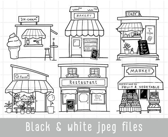 Store Black And White Clipart
