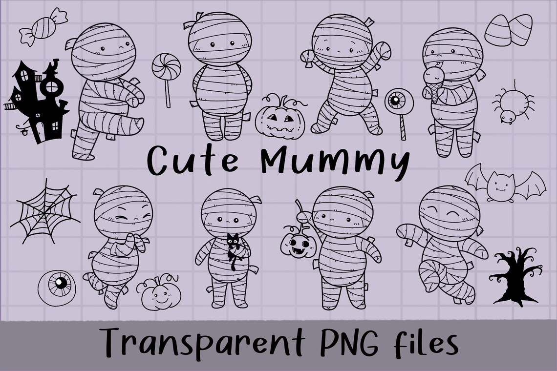 Cute Mummy Clipart, Cute Halloween Clipart, Ghost Clipart, Pumpkin PNG ...