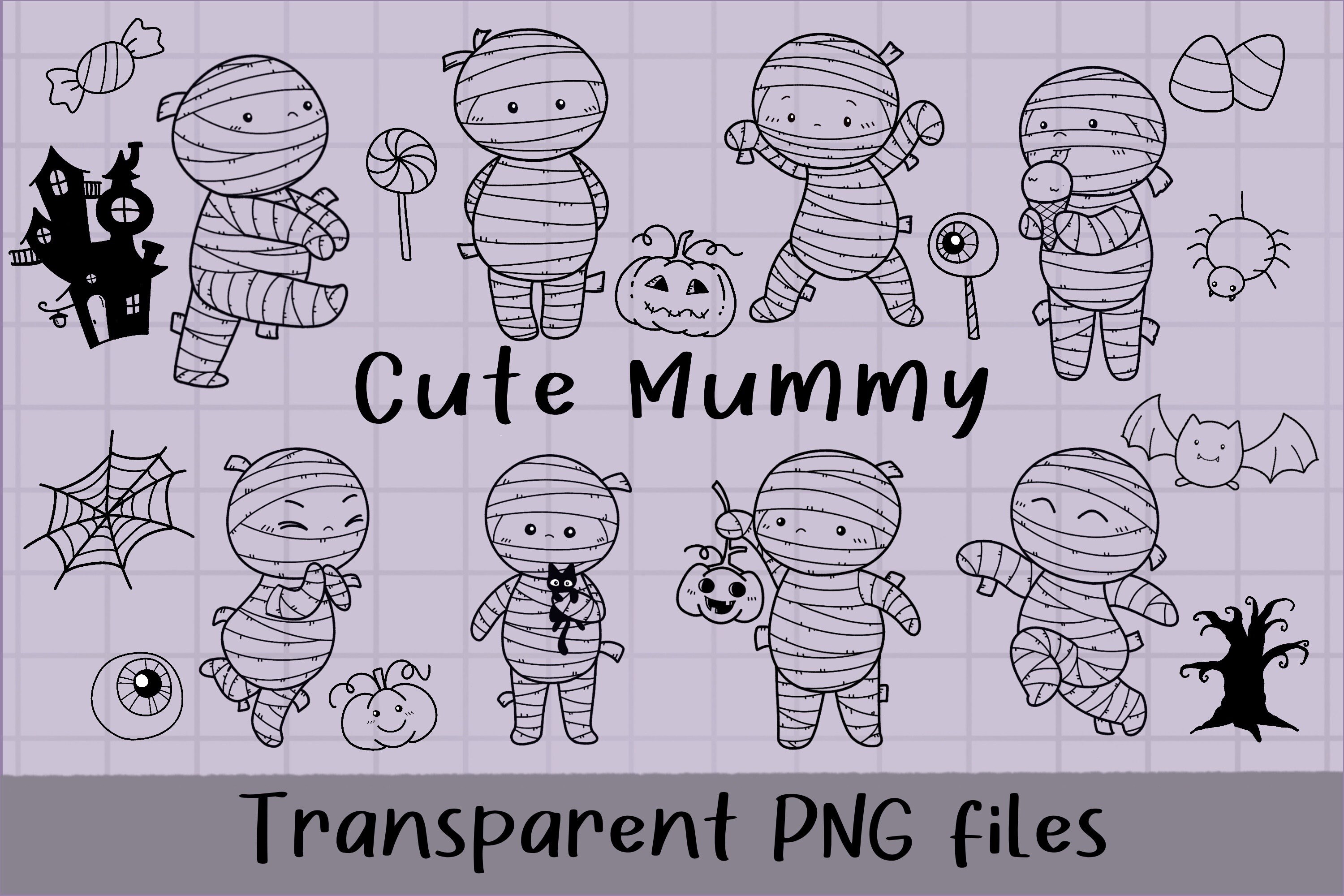 Cute Mummy Clipart, Cute Halloween Clipart, Ghost Clipart, Pumpkin PNG ...
