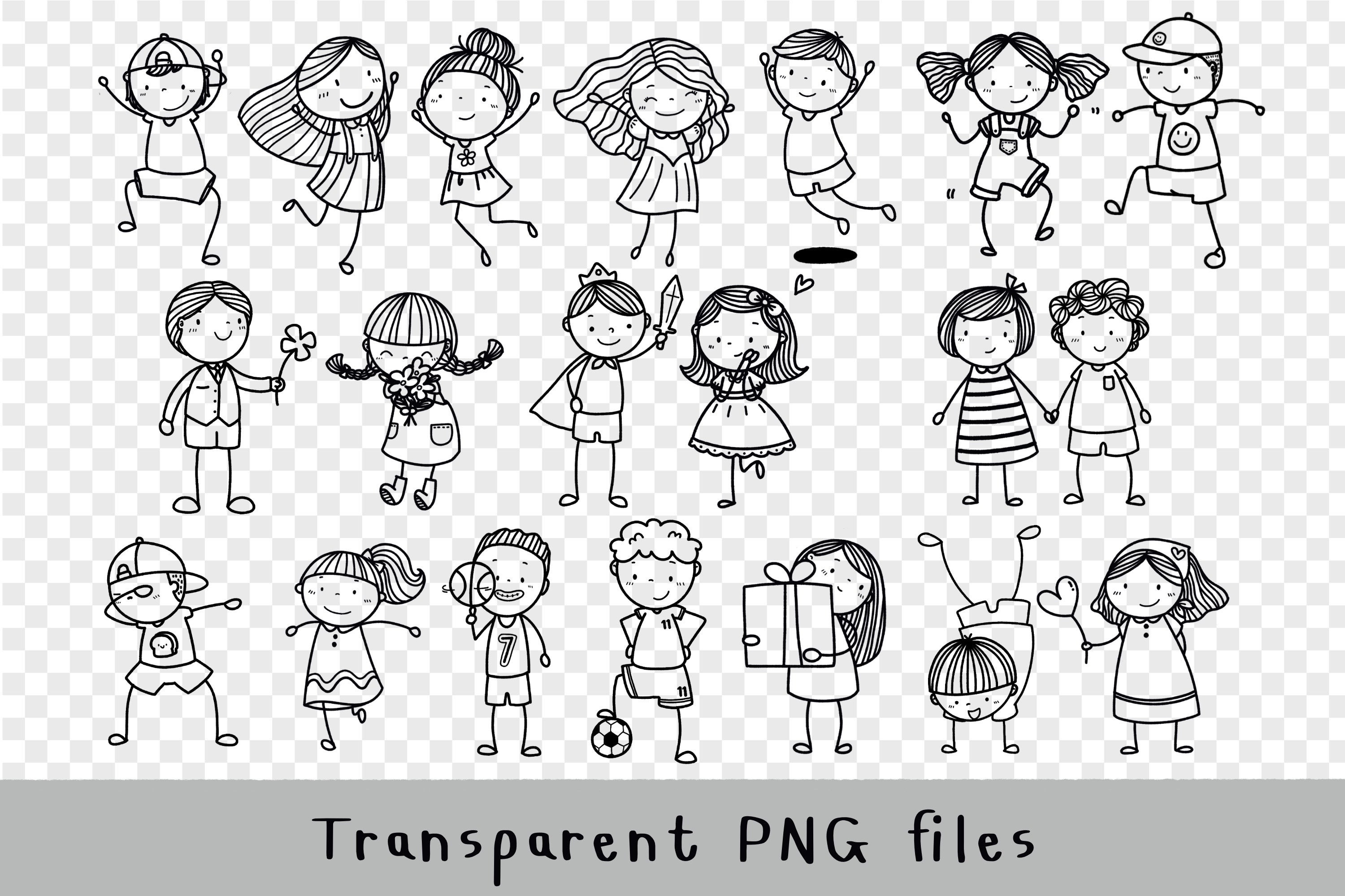 Doodle Boy and Girl Clipartstick Figure Clipartfriend - Etsy